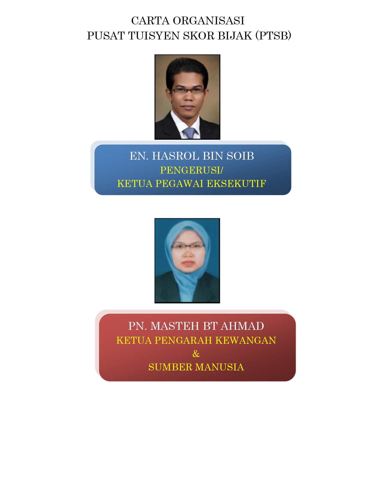 Pengurusan Organisasi PTSB | Pusat Tuisyen Skor Bijak (PTSB)